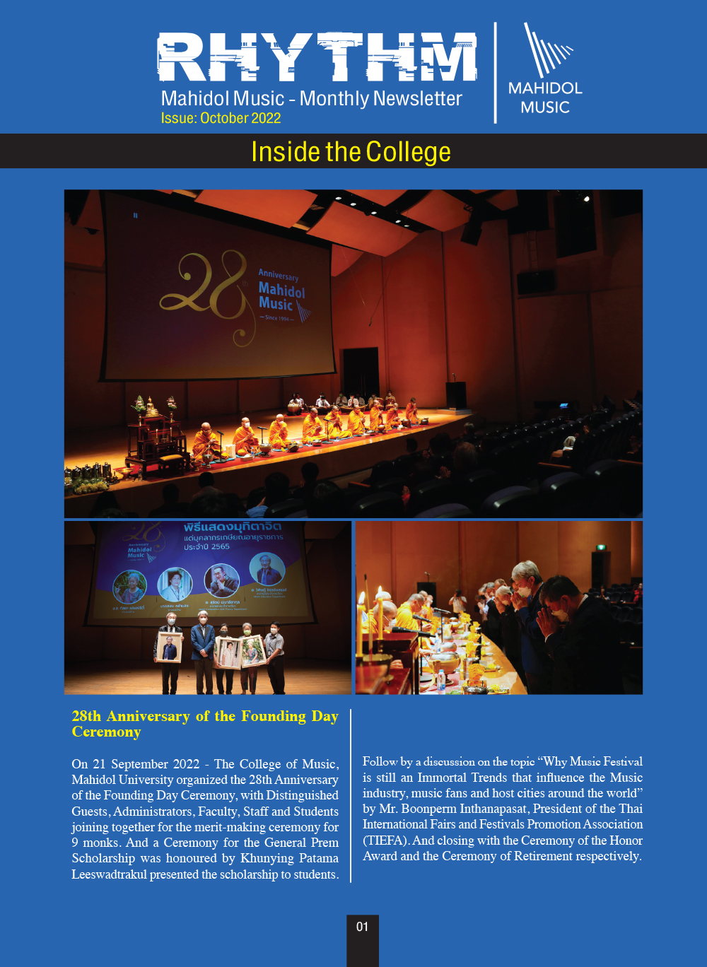 RHYTHM Monthly Newsletter | October 2022 - Mahidol Music